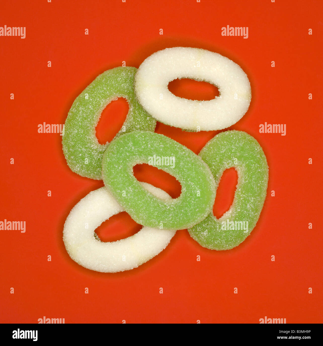 Sugared jelly rings, elevated view Stock Photo - Alamy