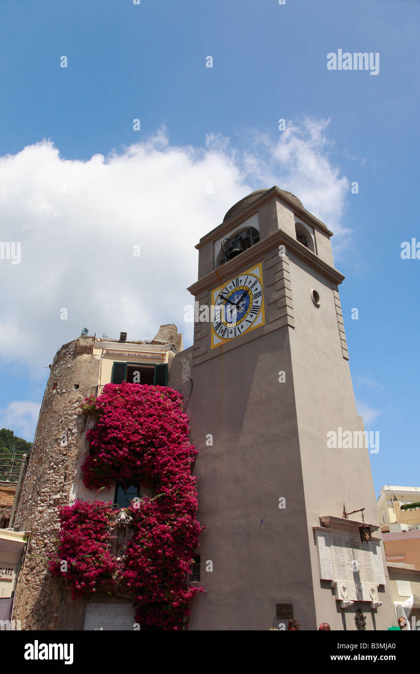 Clock tower in the Piazzetta in Capri Stock Photo - Alamy