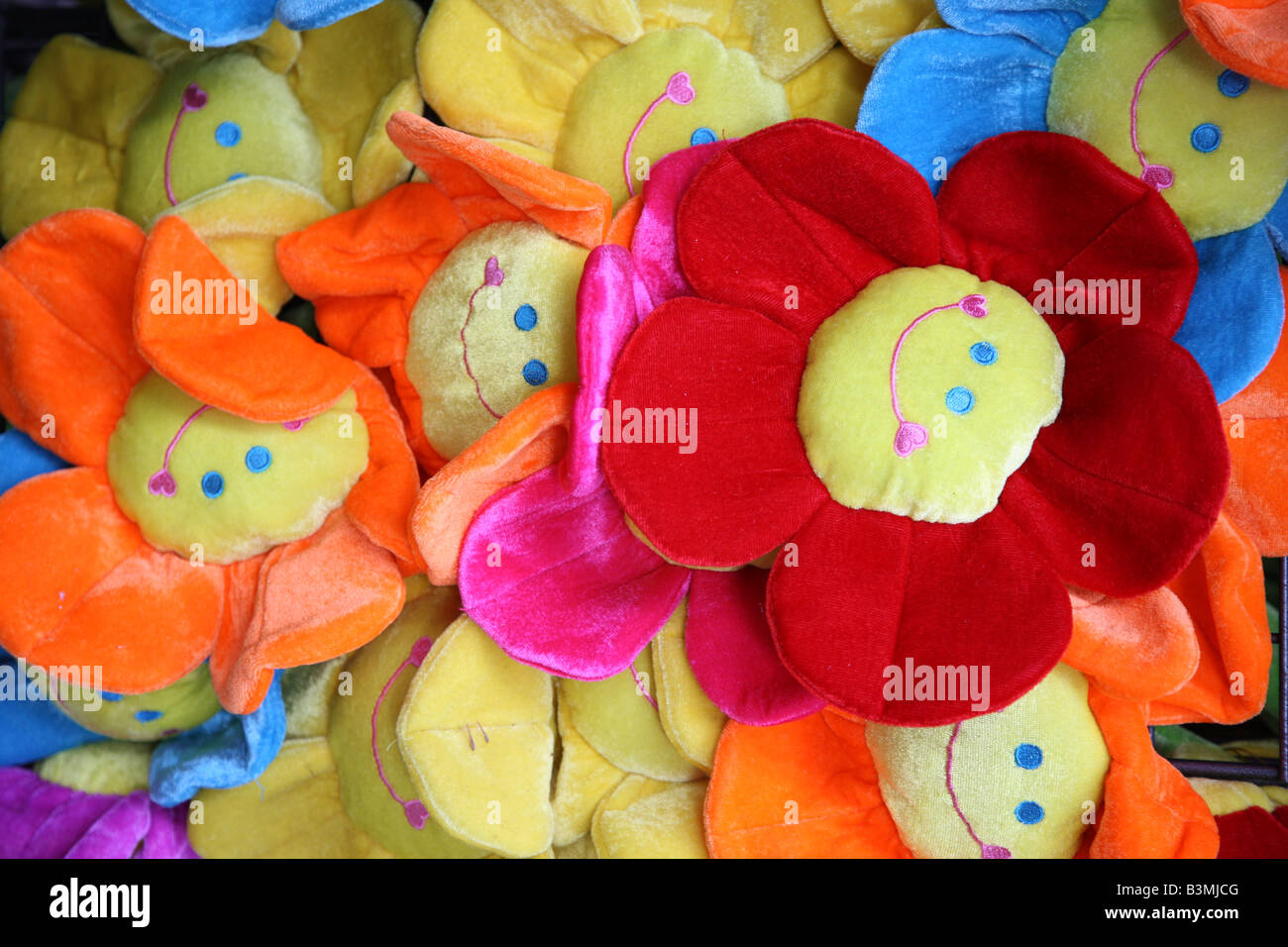 Colourful soft toy flowers Stock Photo - Alamy