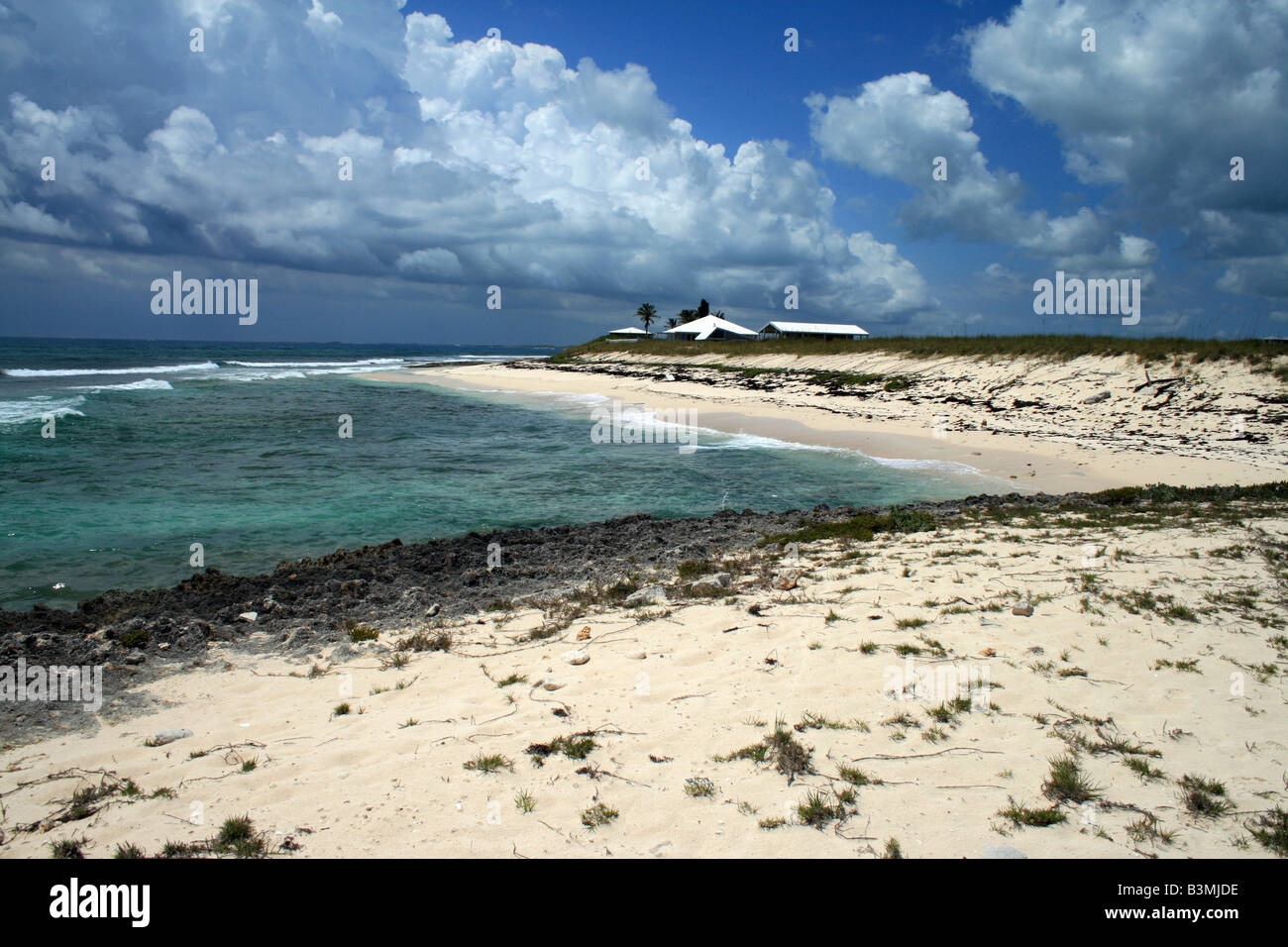 View of the coral reef shoreline on the Atlantic Ocean from the Abaco ...