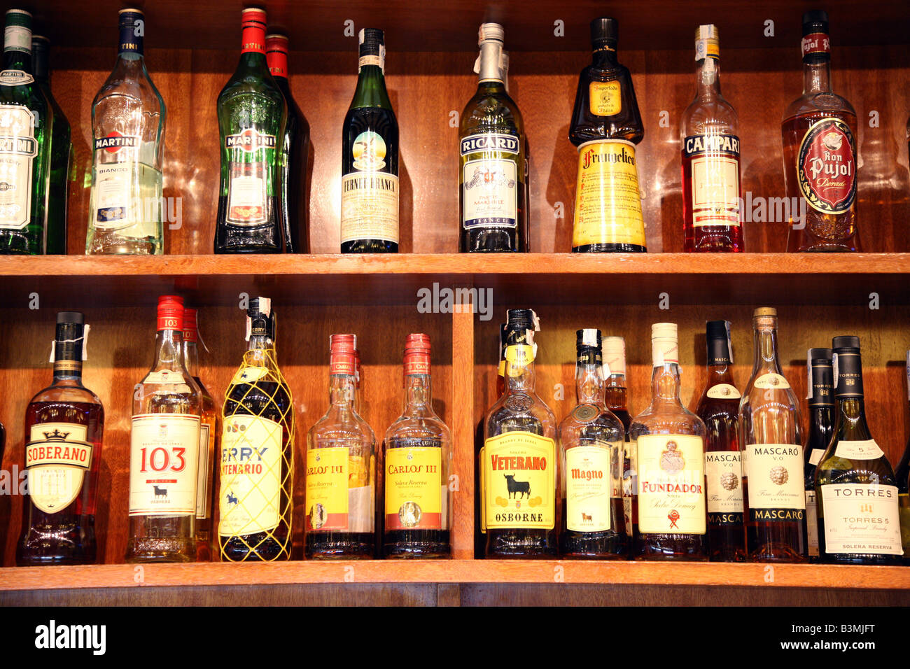 Spirits on a bar Stock Photo - Alamy