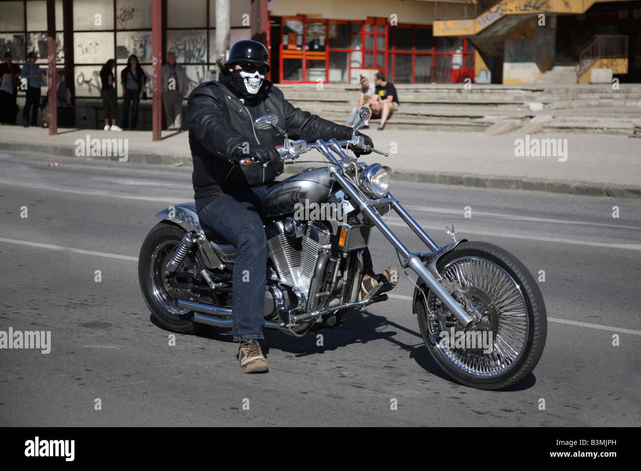 Tough looking biker skull skeleton mask hi-res stock photography and ...