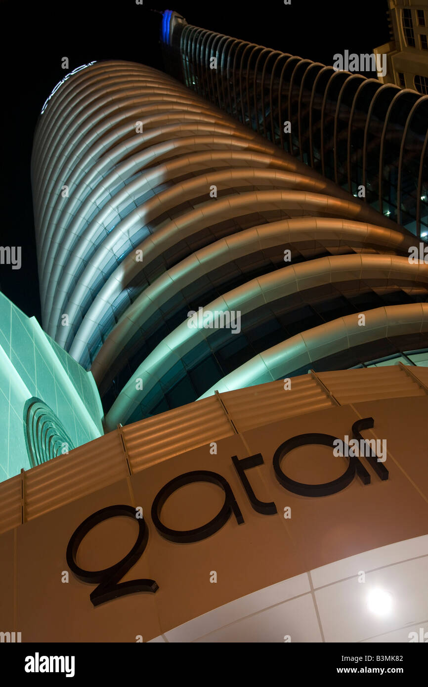 Qatar Financial Center Building Doha Middle East Exterior at night ...