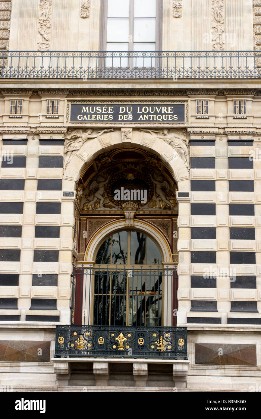 France Paris External architectural style of Musee du Louvre Stock ...