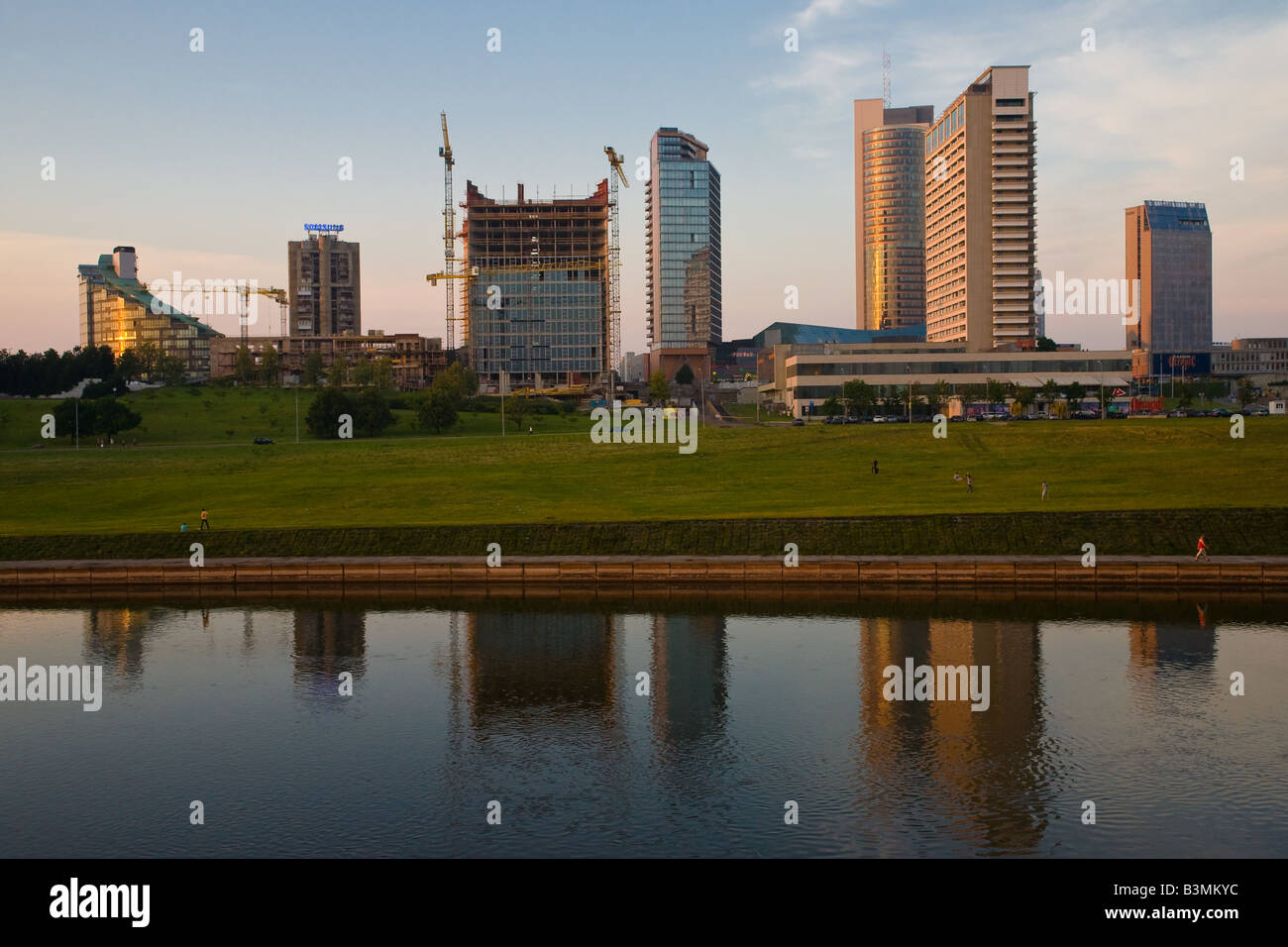 Snipiskes District Business District reflected in the Neris River at ...