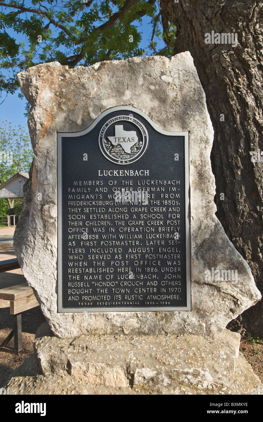 Texas Hill Country Luckenbach Historical Marker Stock Photo - Alamy