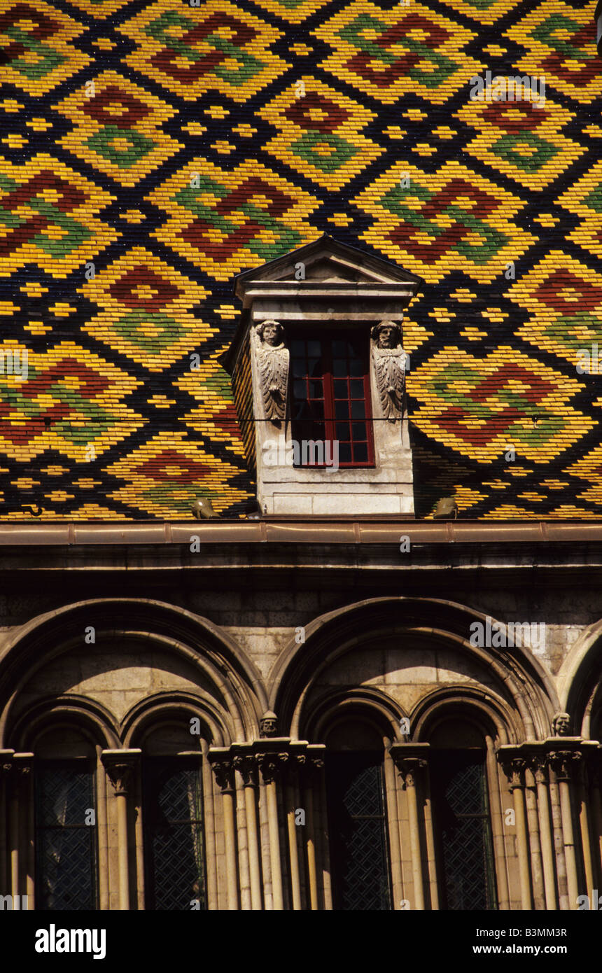France Burgundy Dijon Colourful roof on building in Dijon Stock Photo ...