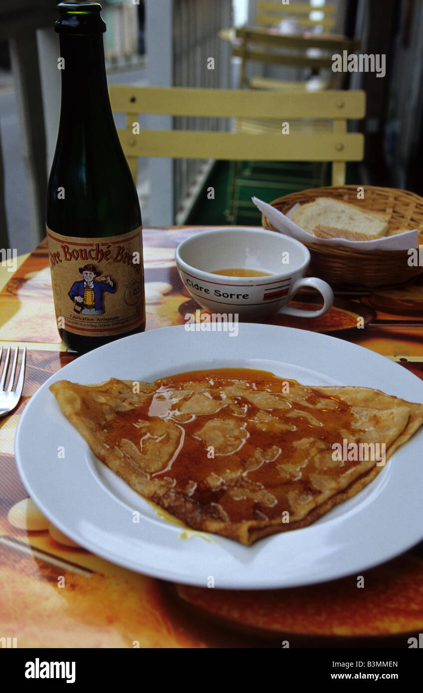 France Brittany Cancale Crepes and cider are traditional food and drink ...