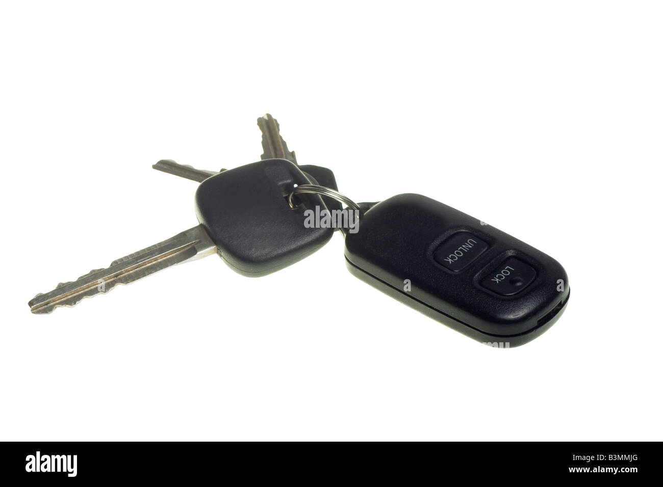 car keys with remote unlock isolated on white Stock Photo - Alamy