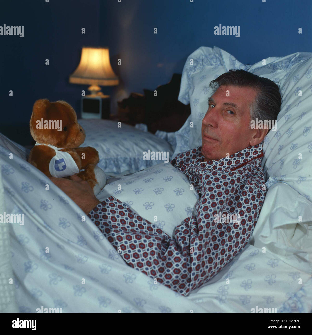 Ricky Fulton in bed with Teddy Bear comedian actor October 1987 ...