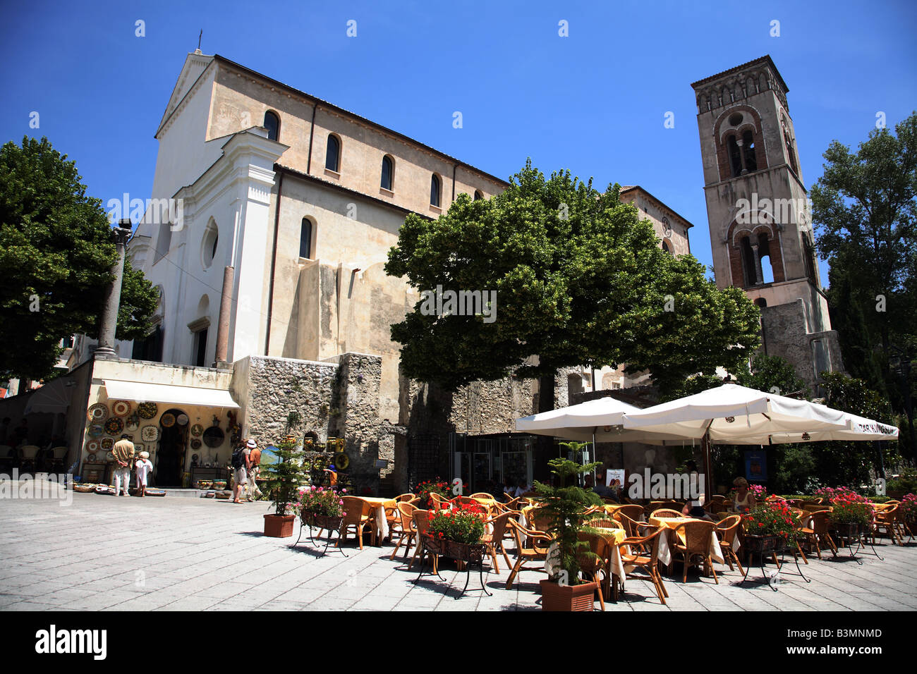 Italy Campania Ravello Cathedral and cafe in Piazza Duomo in Ravello ...