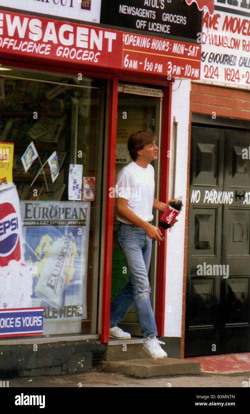 Richard Madeley TV Presenter leaving a local newsagent with a bottole ...