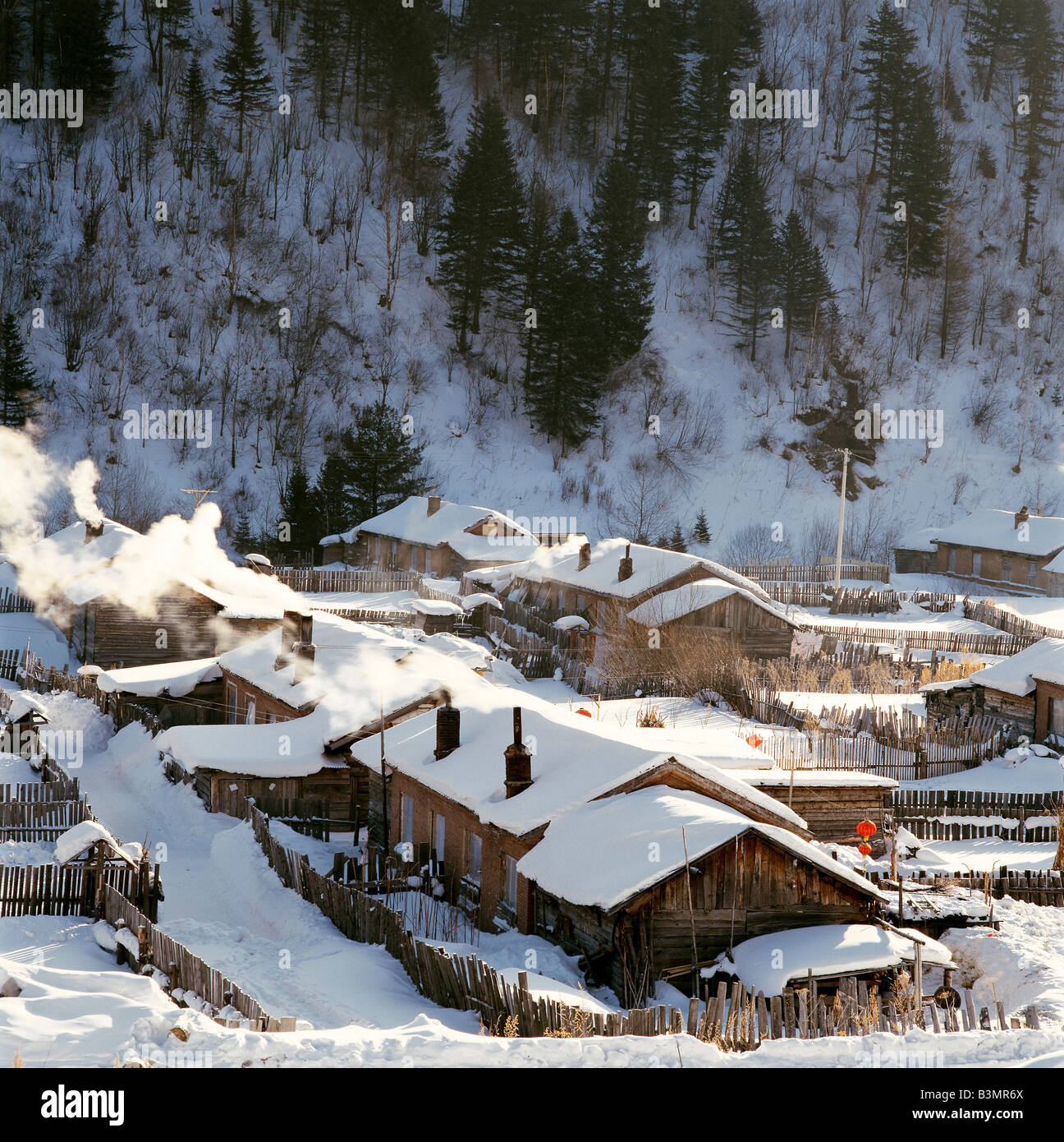 Chinese Traditional House In Winter Stock Photo - Alamy