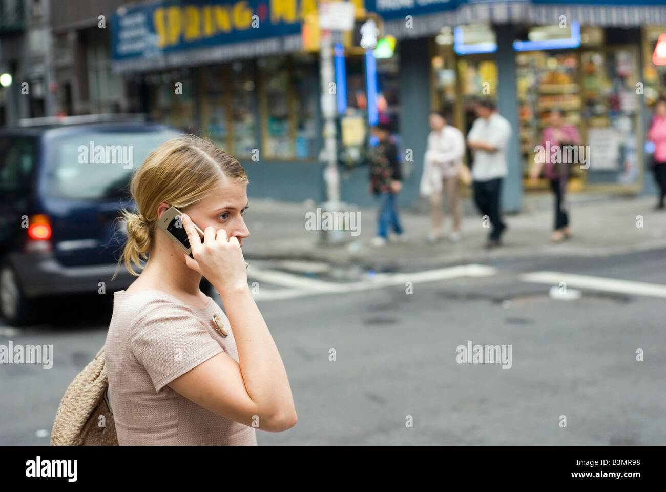 Talking on the phone, New York Stock Photo - Alamy