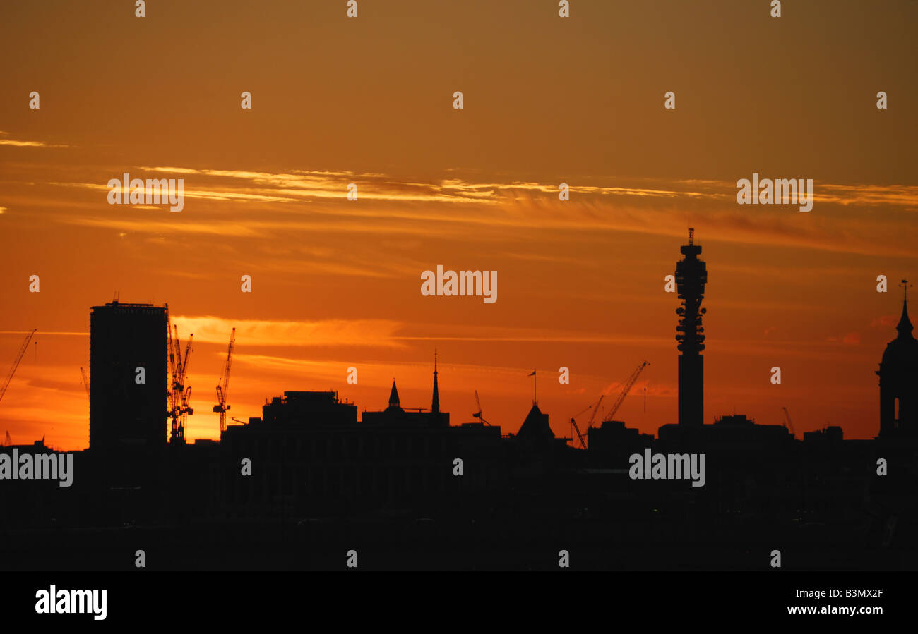 Sunset over London. Taken from Tower Bridge Stock Photo - Alamy