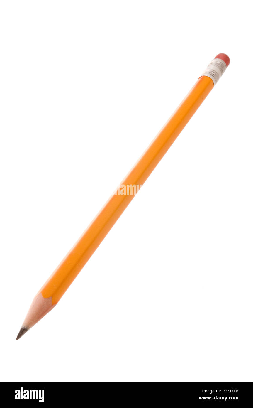 Yellow pencil on white Stock Photo - Alamy
