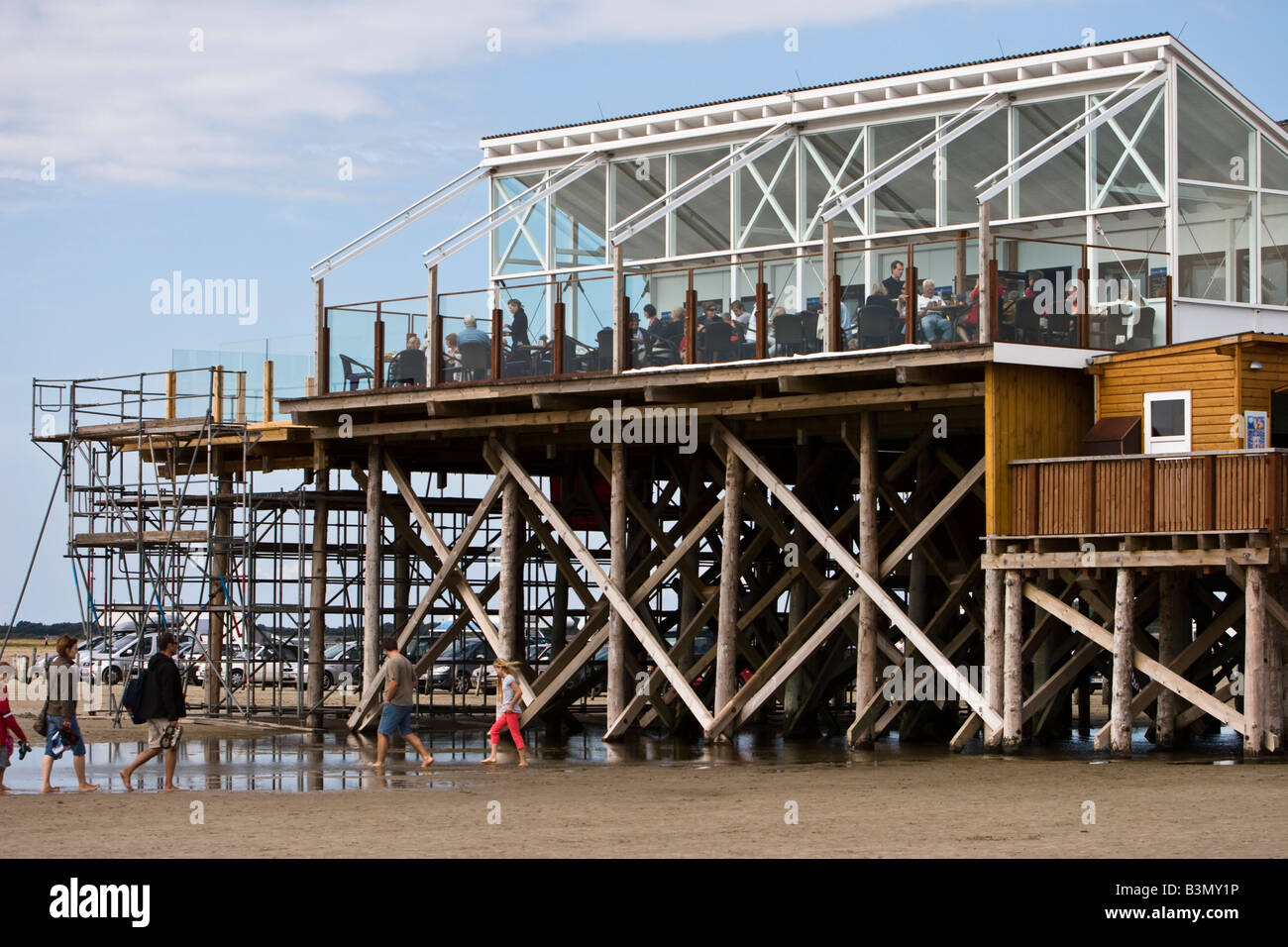 Building on stilts on the beach at the seaside resort of St.Peter ...