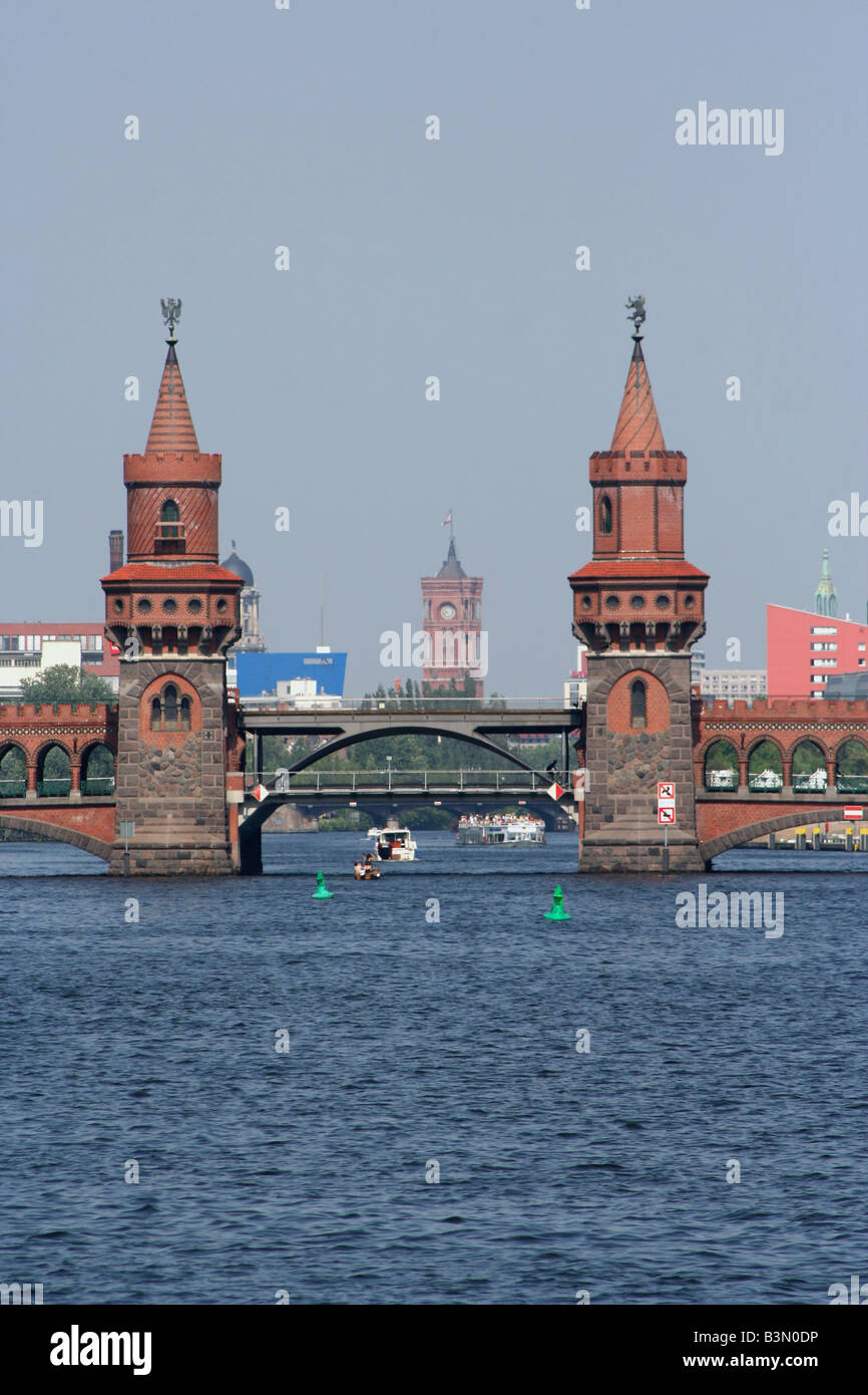 oberbaumbruke a historic bridge across river Spree in Berlin Germany ...