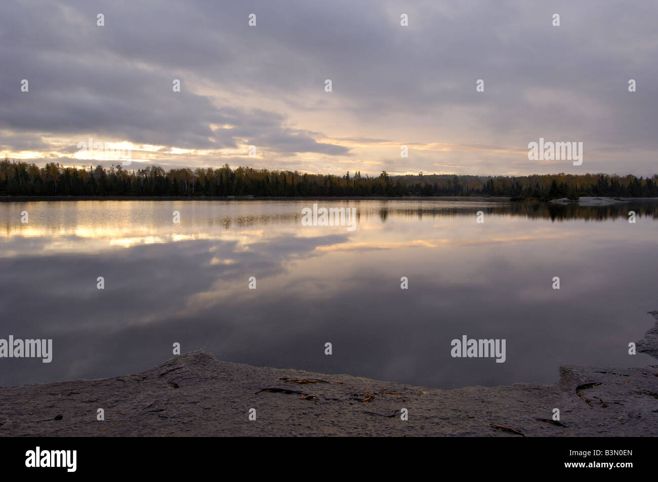 Dawn over Boulder Lake, Boundary Waters Canoe Area Wilderness, Superior ...