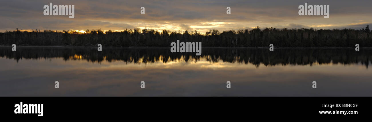Dawn over Boulder Lake, Boundary Waters Canoe Area Wilderness, Superior ...