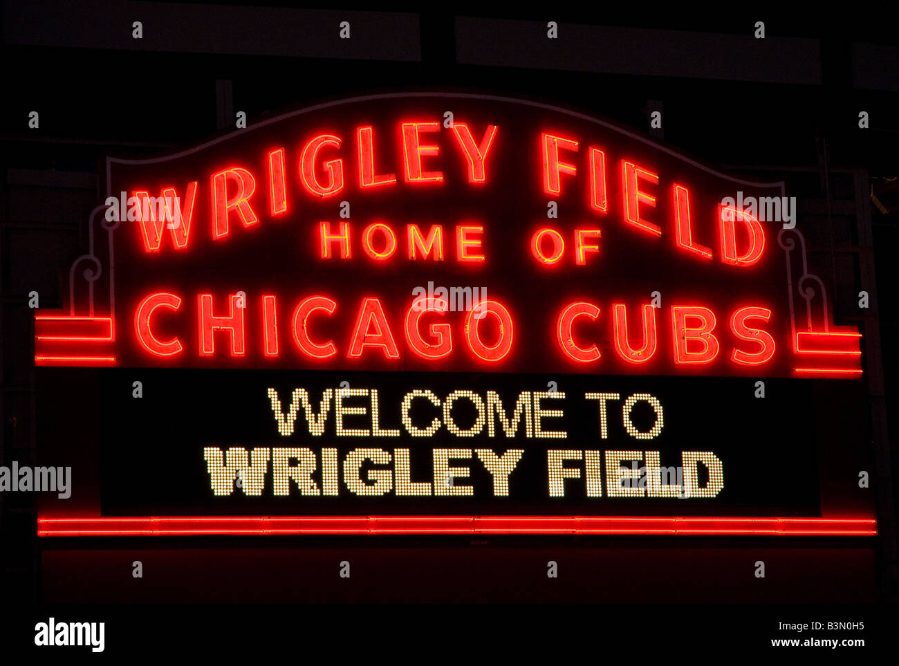 Chicago's Wrigley Field Historic Neon Sign Stock Photo - Alamy