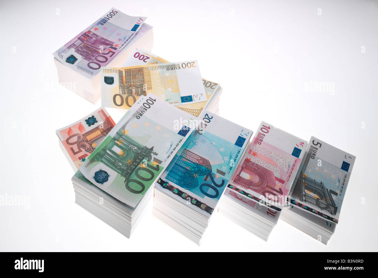 Stack of Euro banknotes, elevated view Stock Photo - Alamy