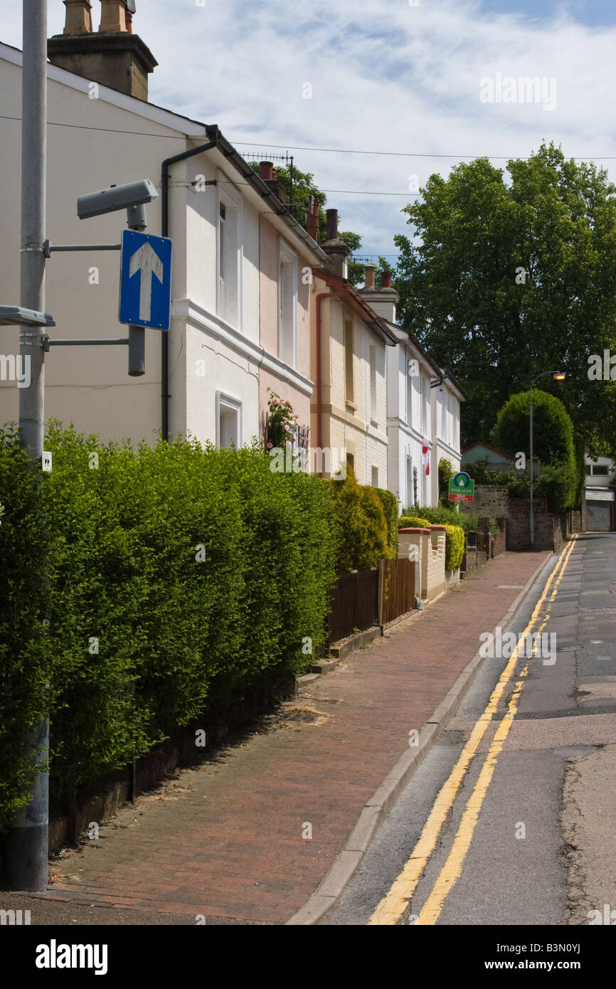 One way street with double yellow lines Stock Photo - Alamy
