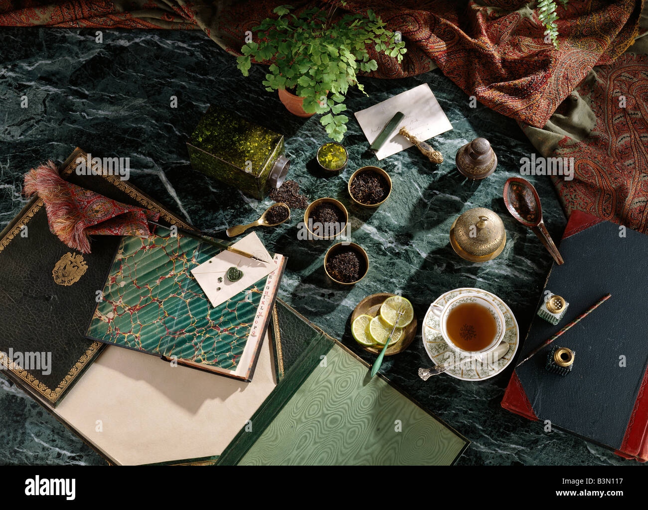 Green colour themed indian tea still life hi-res stock photography and ...