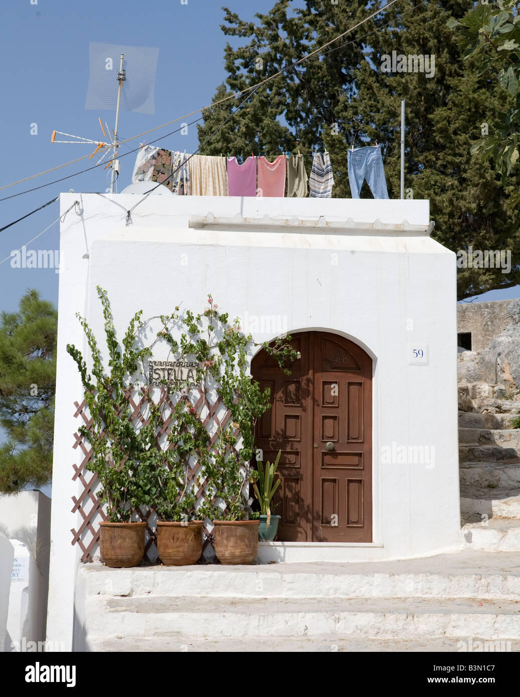 Whitewashed house, Lindos, Rhodes, Greece Stock Photo - Alamy