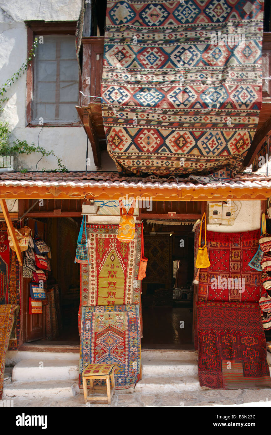 Traditional carpet shop in Kas town. Province of Antalya Turkey Stock ...