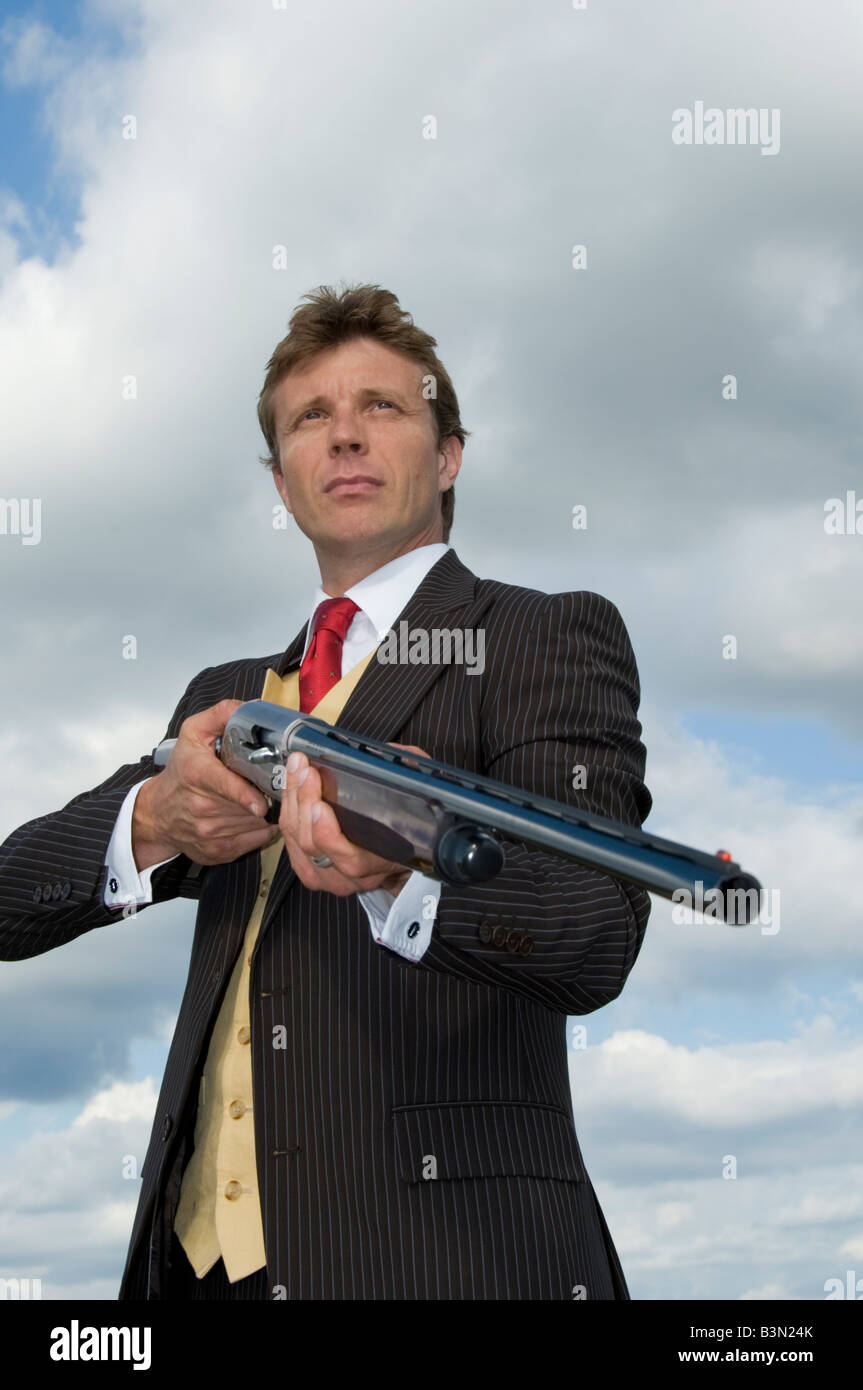 Business Man with golf club gun flags umbrella Model Released Shoot No ...