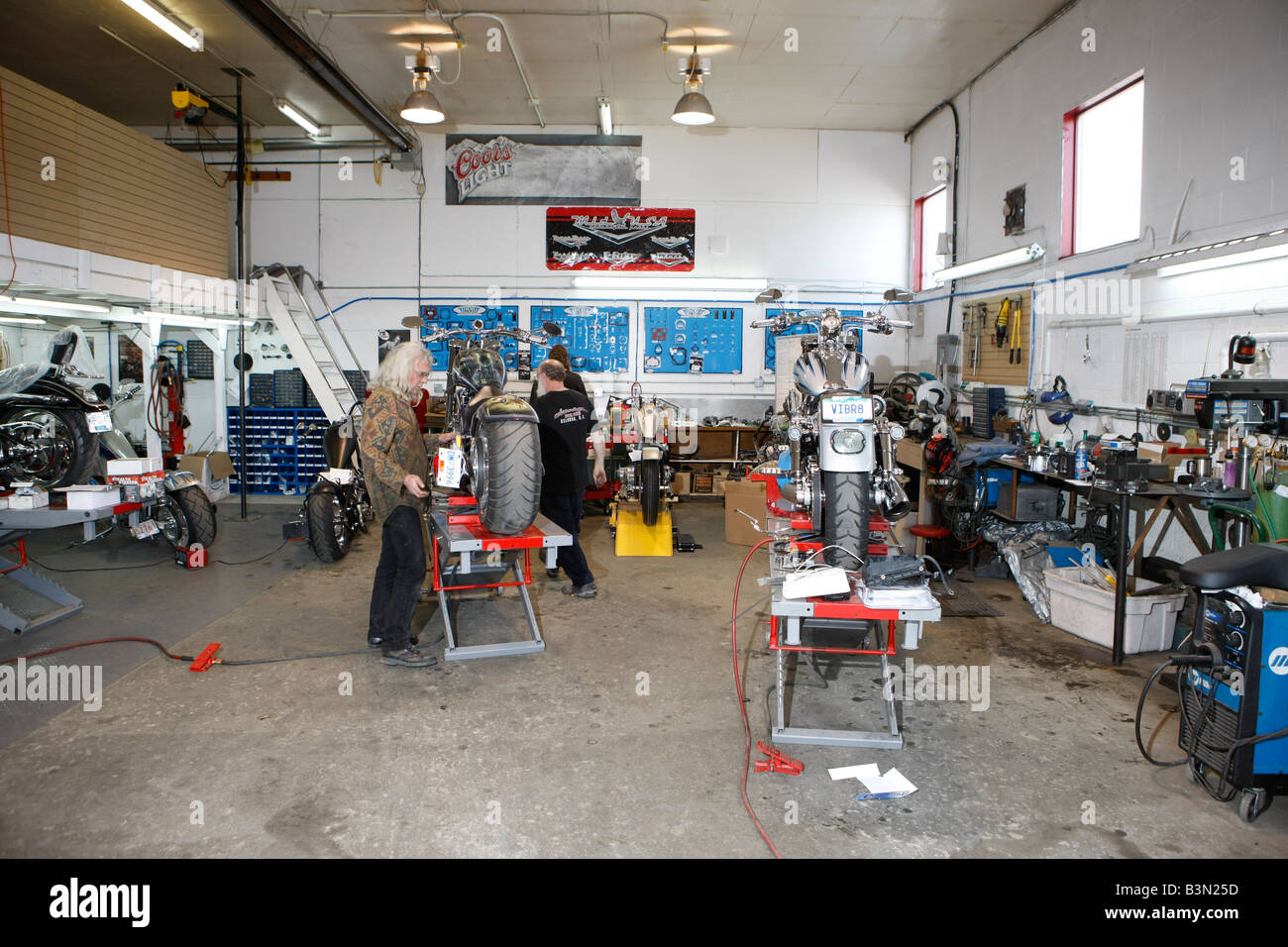 inside a motorcycle garage Stock Photo - Alamy