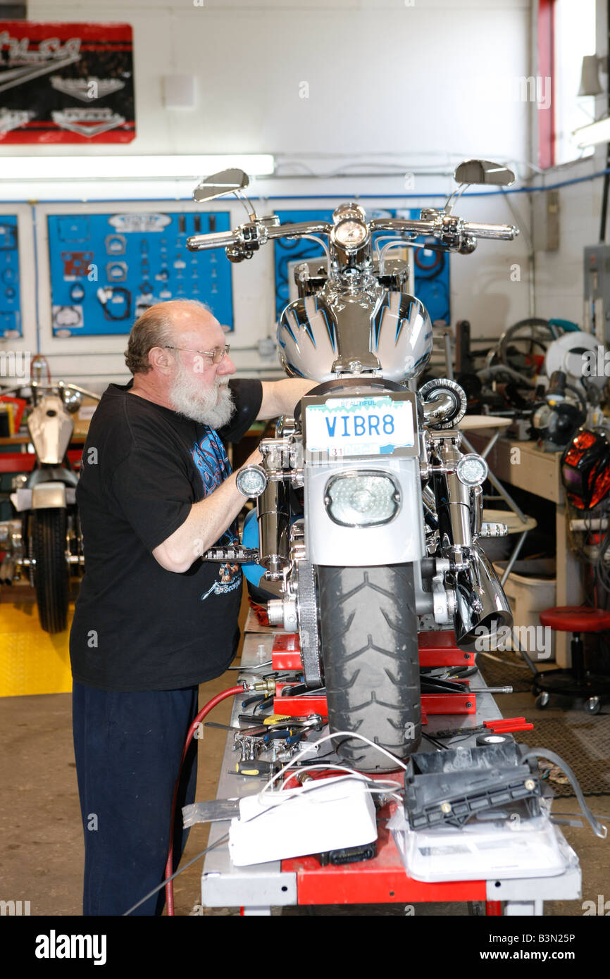 inside a motorcycle garage Stock Photo - Alamy