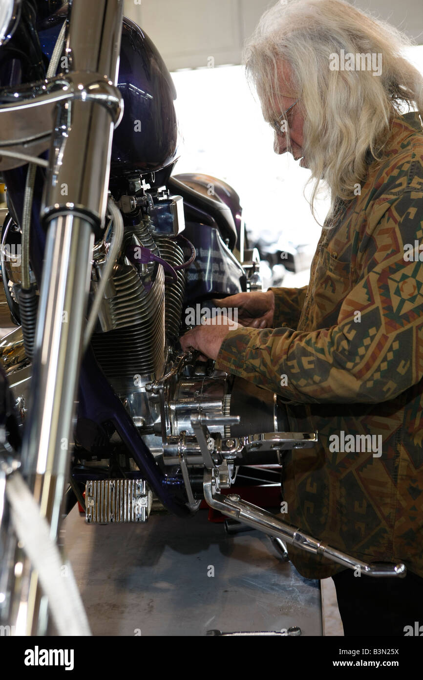 inside a motorcycle garage Stock Photo - Alamy