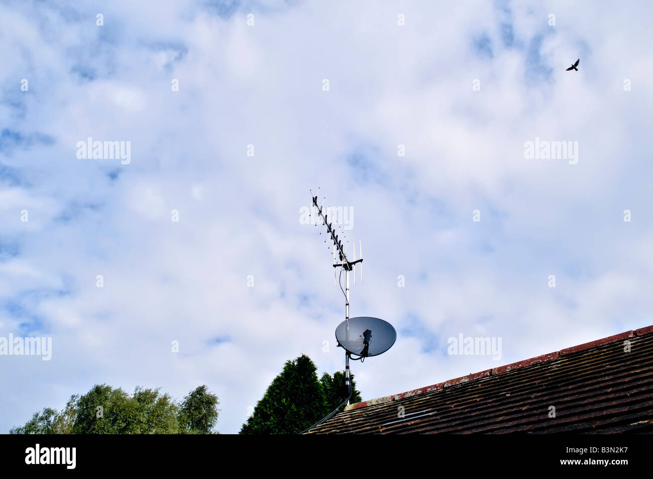 A satellite dish and TV arial Stock Photo - Alamy