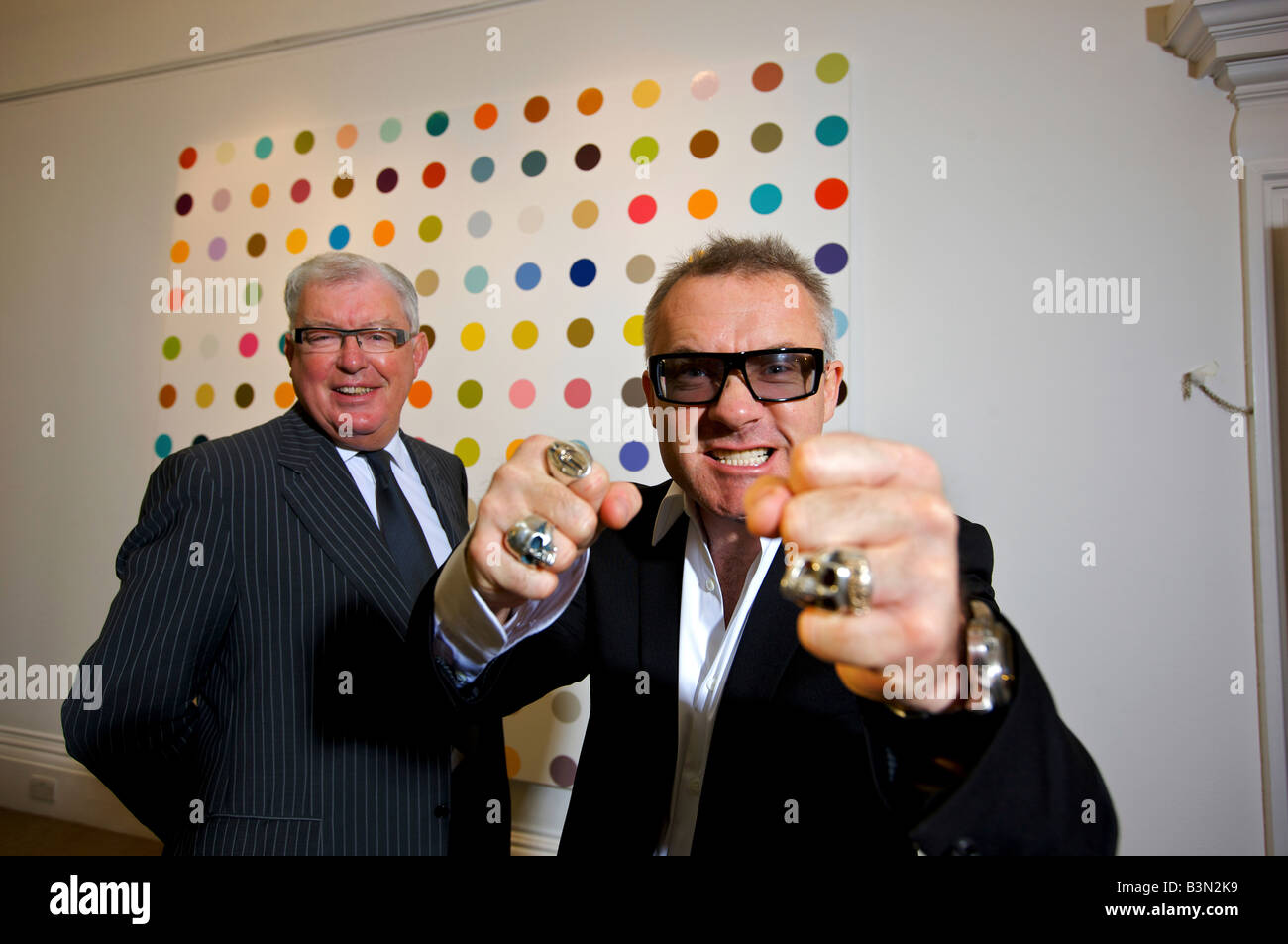 Artist Damien Hirst with his business manager Frank Dunphy pictured ...