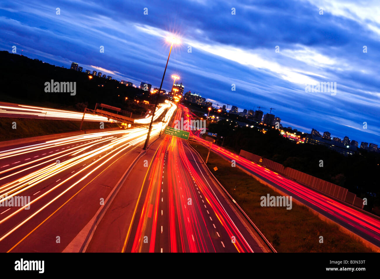 Night traffic on a busy city highway in Toronto Stock Photo - Alamy