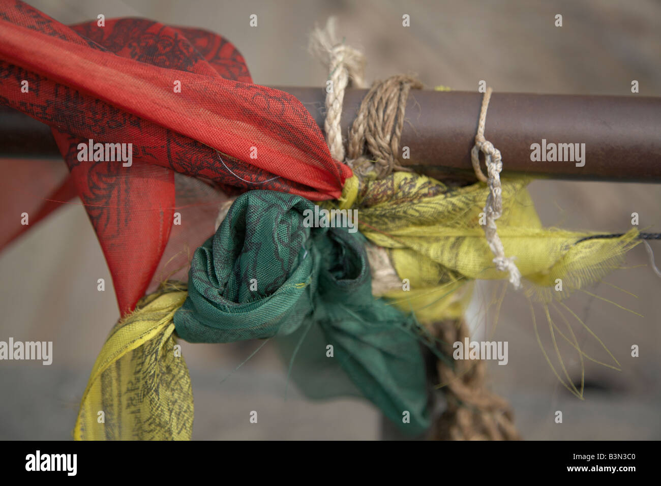 Knotted Prayer flag in Nepal Stock Photo - Alamy