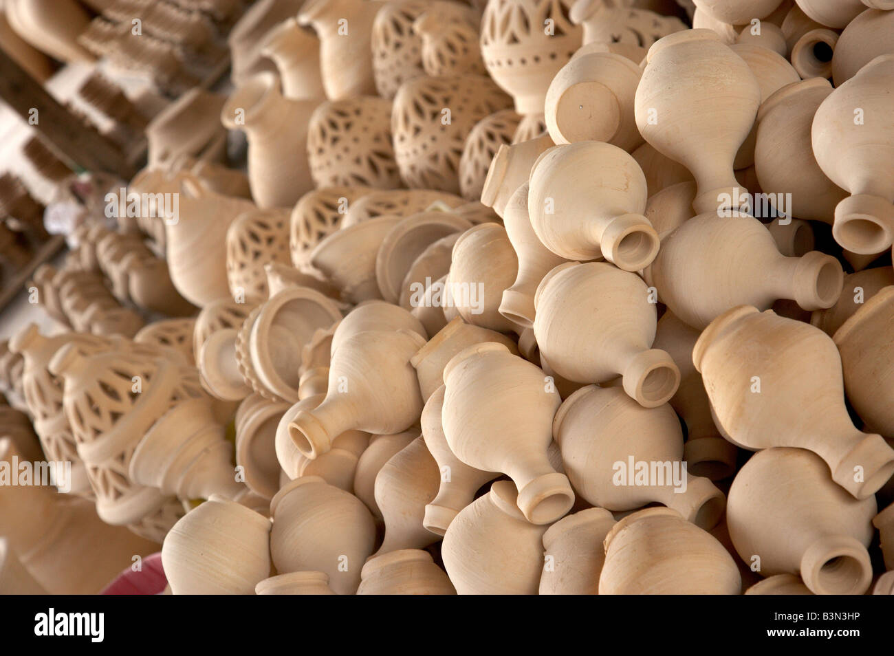 A stack of pots on display at a pottery in Bahrain Stock Photo - Alamy