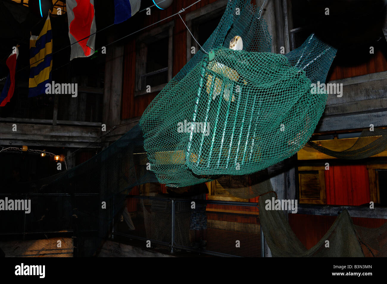 Turtle excluder TED trawl net display Stock Photo - Alamy