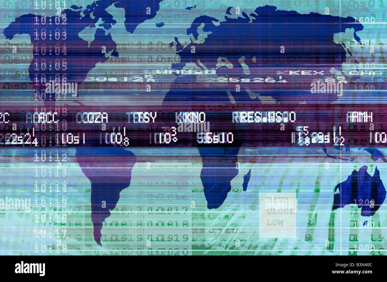 Stock Market Data Financial Prices World Map Stock Photo - Alamy
