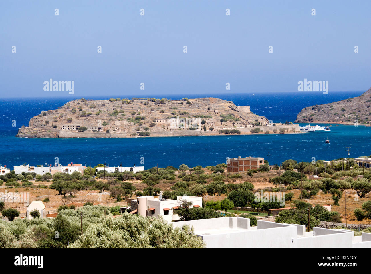 spinalonga island elounda from moutains above plake crete greece Stock ...