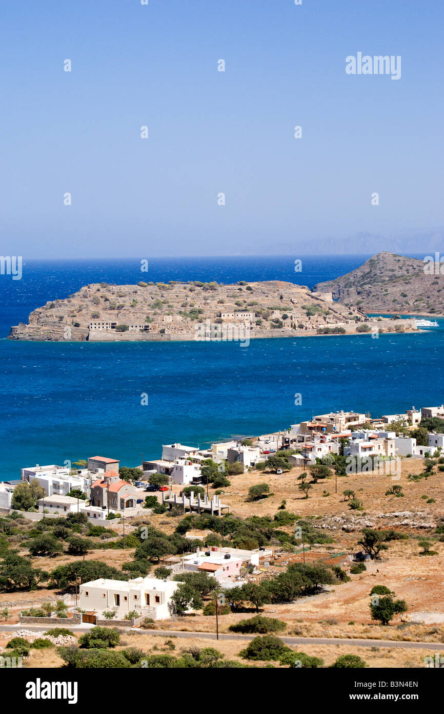 spinalonga island and kolokitha peninsula elounda from moutains above ...