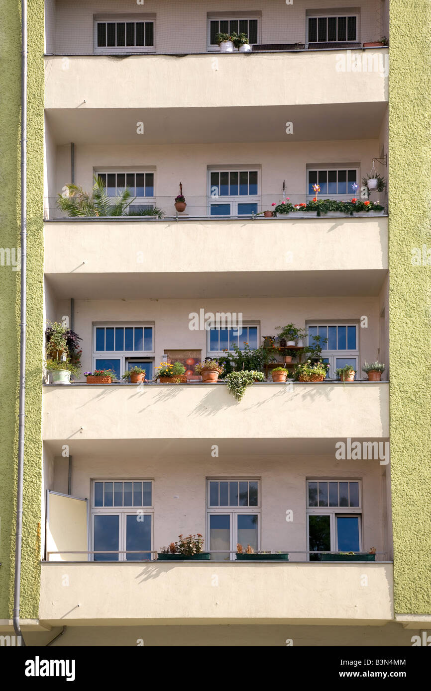 Windows boxes on a balcony Berlin Germany Stock Photo - Alamy