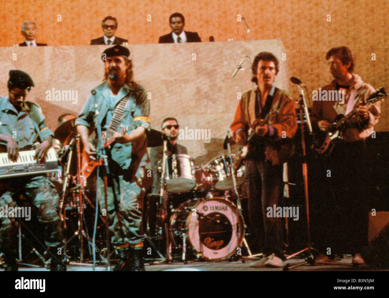 WATER 1985 film with from right Eric Clapton, George Harrison, Ringo ...