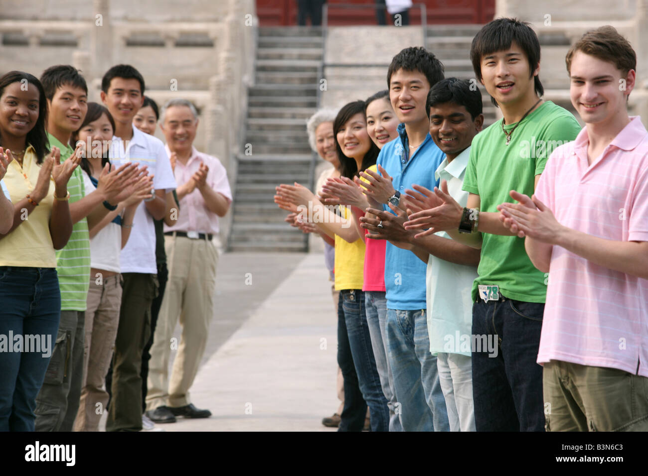 people from different countries being together in the Forbidden city ...