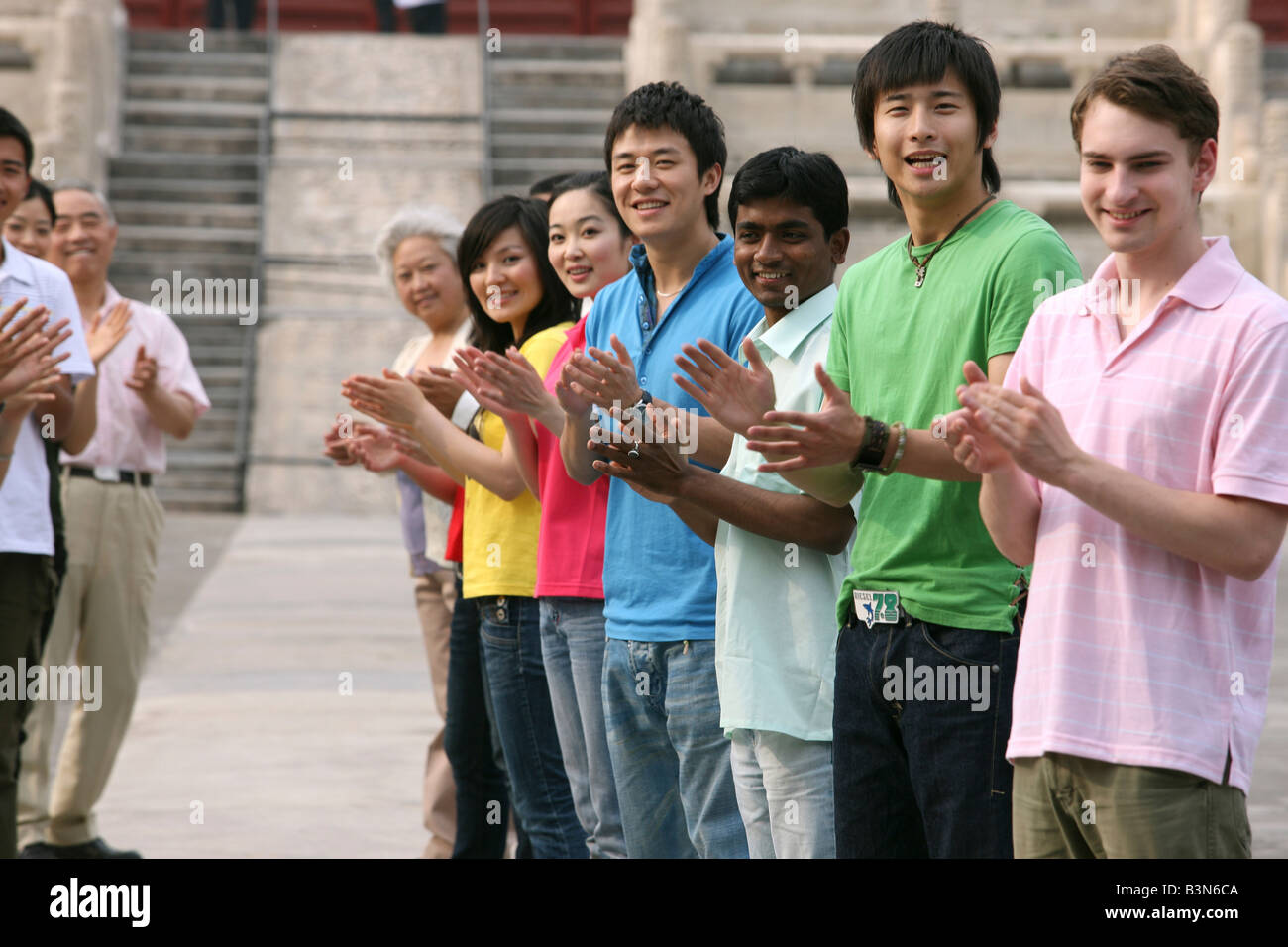 people from different countries being together in the Forbidden city ...