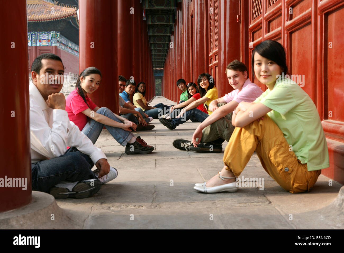 people from different countries being together in the Forbidden city ...