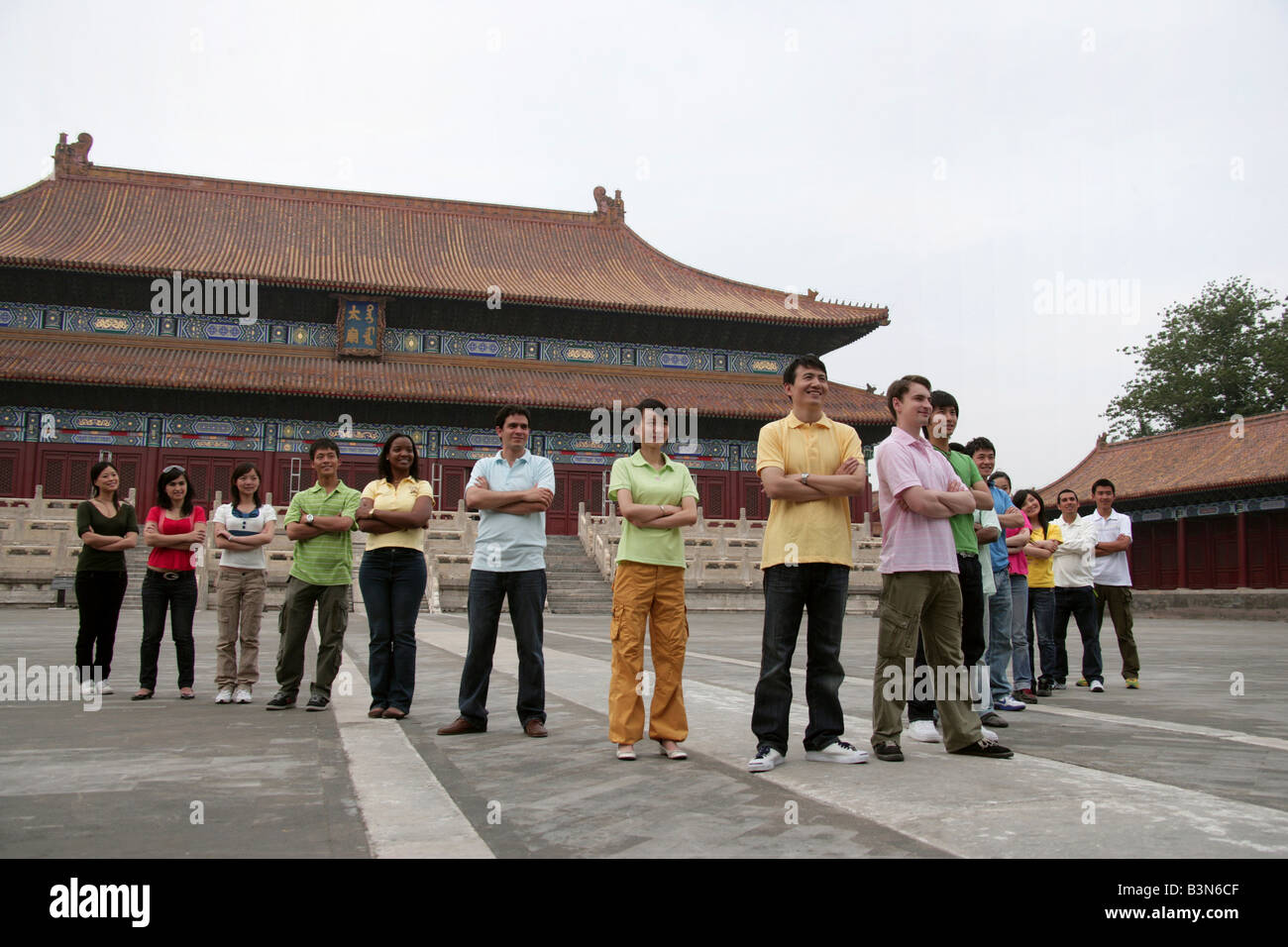 people from different countries being together in the Forbidden city ...