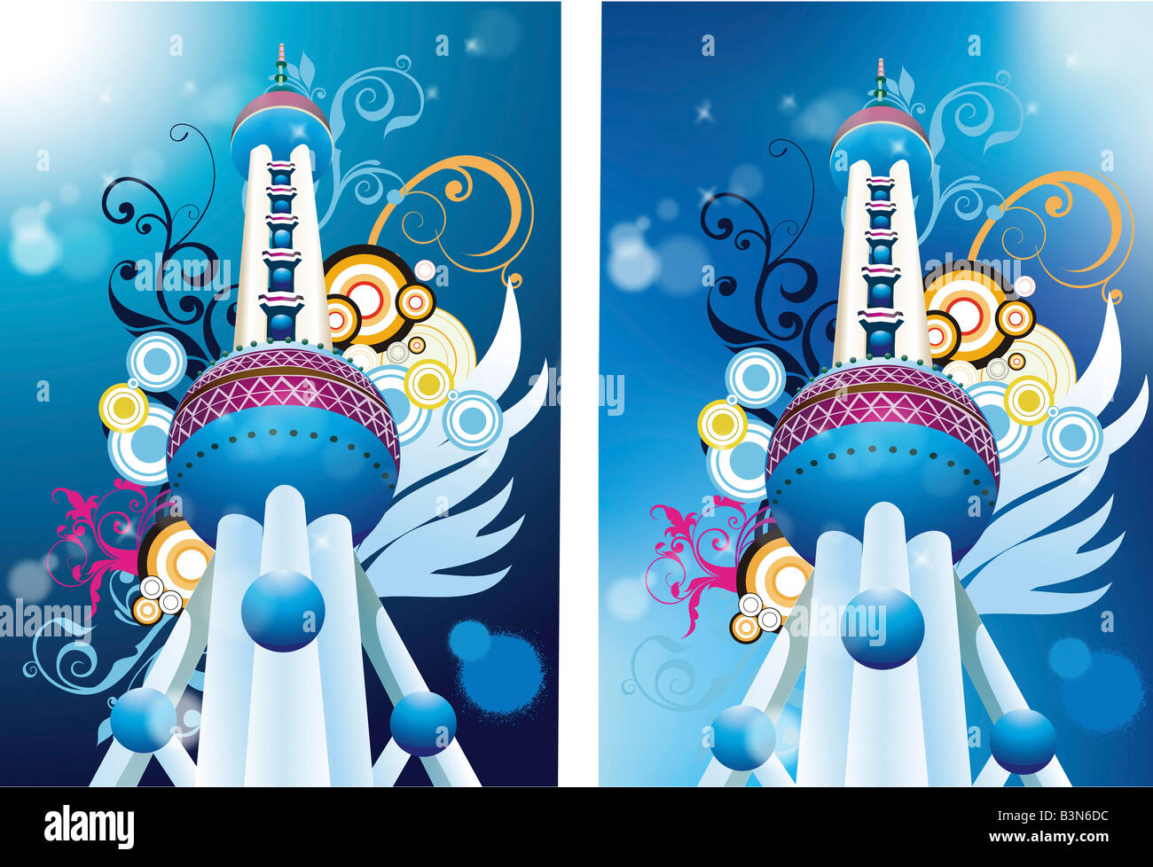 oriental pearl tower,illustration Stock Photo - Alamy